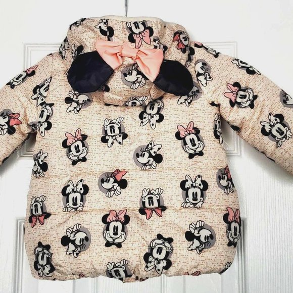 Disney | Other | Disney Junior Minnie Mouse Hooded Puffer Jacket With ...